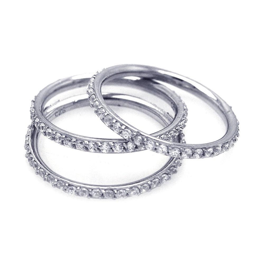 Silver 925 Rhodium Plated CZ Stackable Ring Set - STR00513 | Silver ...
