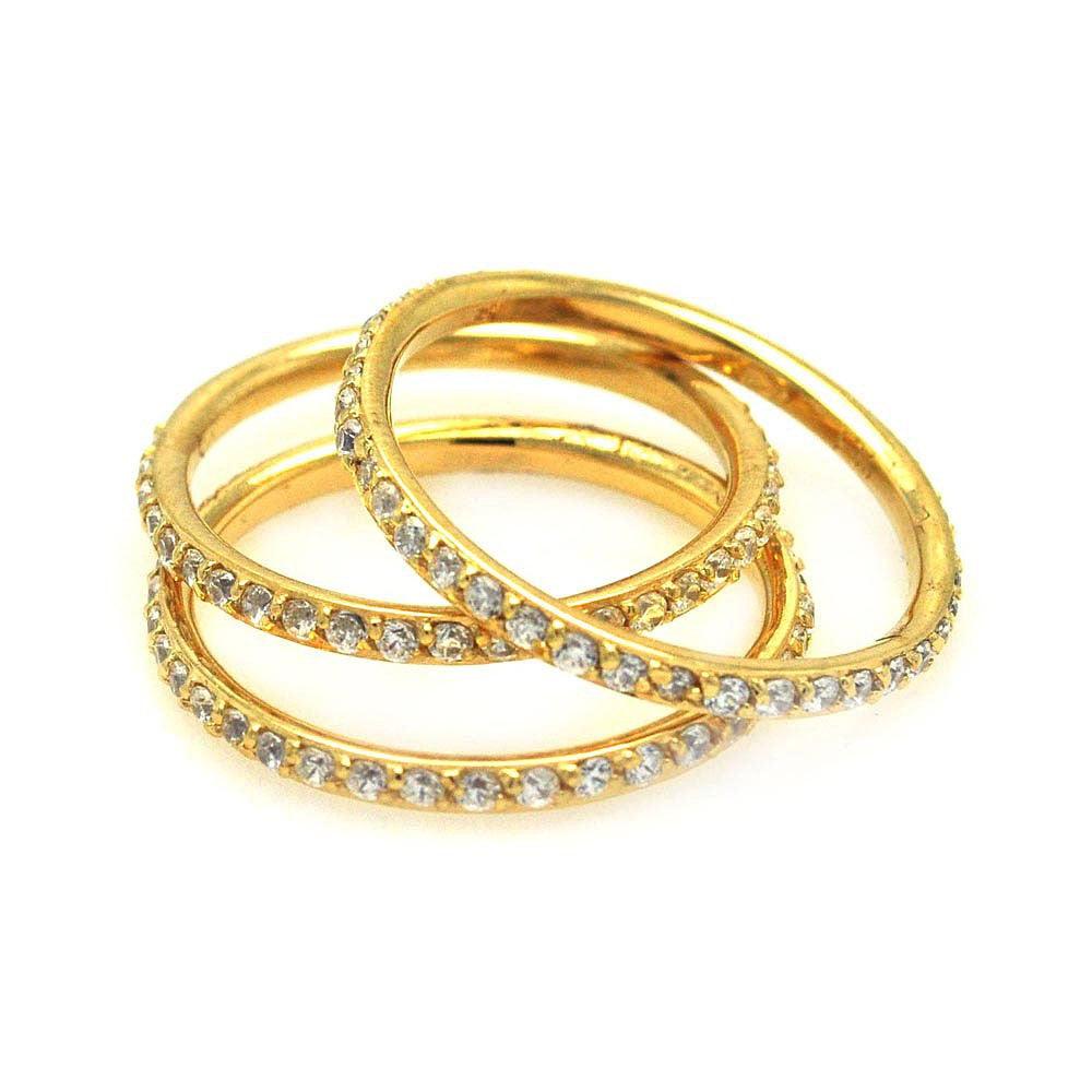 Silver 925 Gold Plated CZ Stackable Ring Set - STR00513GP | Silver ...