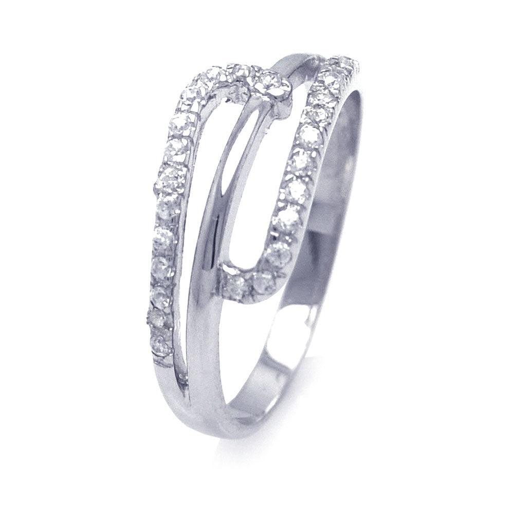Silver 925 Rhodium Plated CZ Attached Ring - STR00668 | Silver Palace Inc.